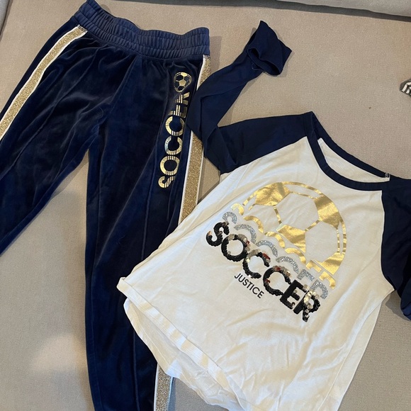 Justice | Matching Sets | Justice Soccer Outfit With Gold And Navy ...